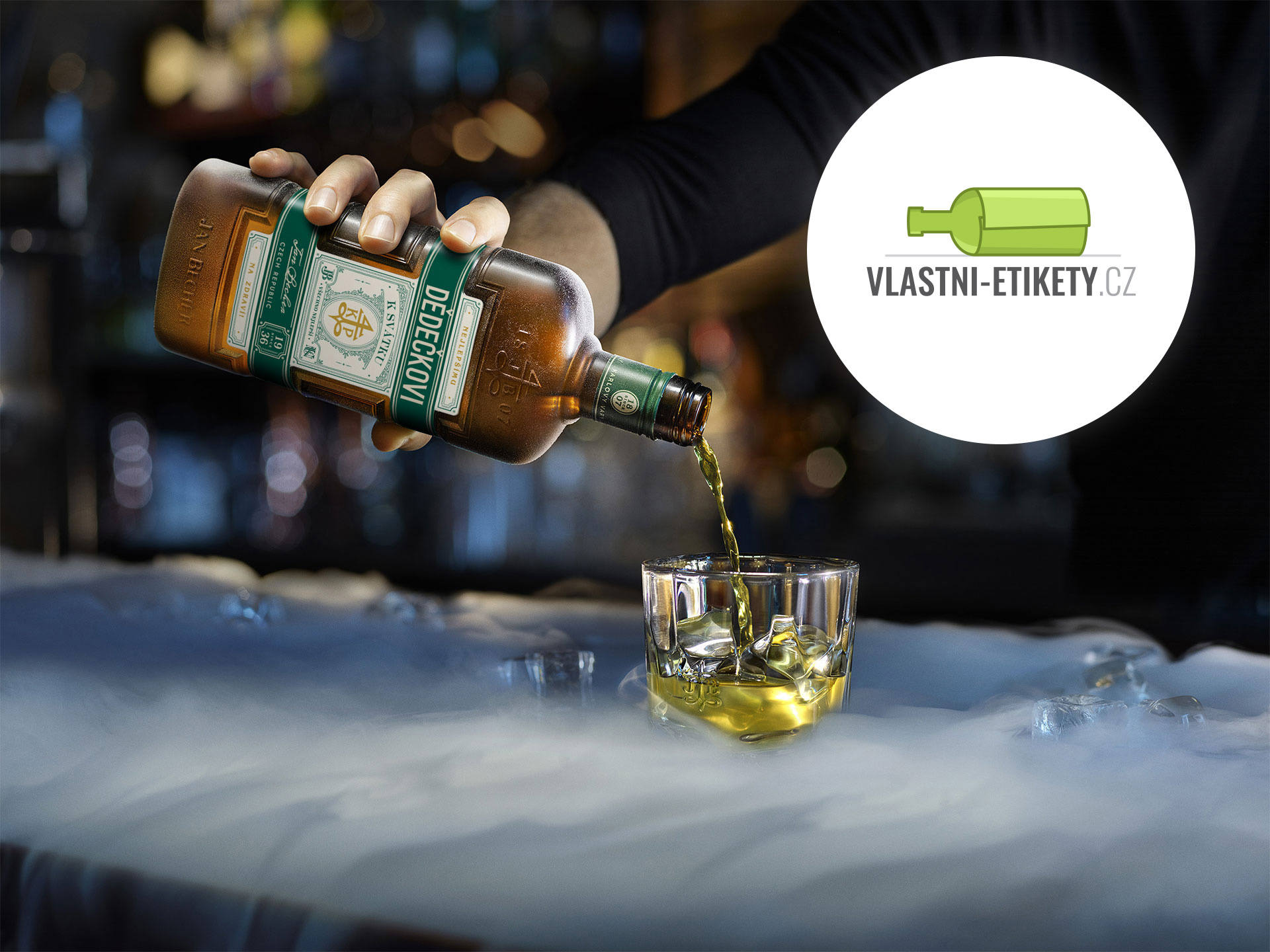 Vlastní etikety na láhev alkoholu